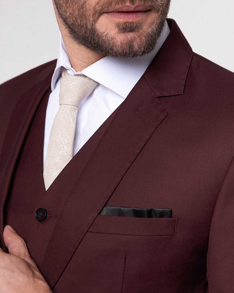 Terno Slim Fit Poliviscose Savile Vinho - Grotto Ferreira