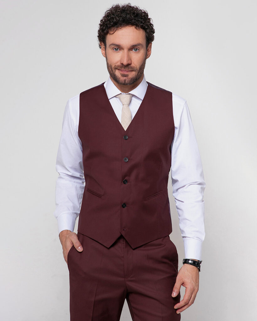 Terno Slim Fit Poliviscose Savile Vinho - Grotto Ferreira