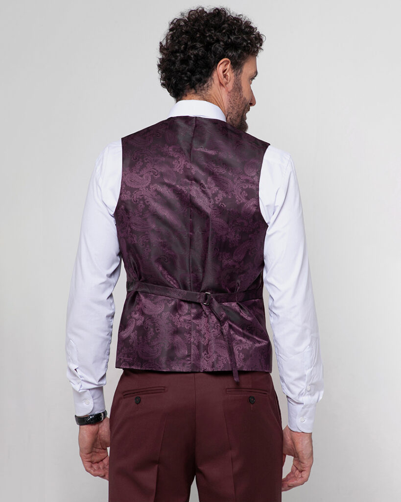 Terno Slim Fit Poliviscose Savile Vinho - Grotto Ferreira