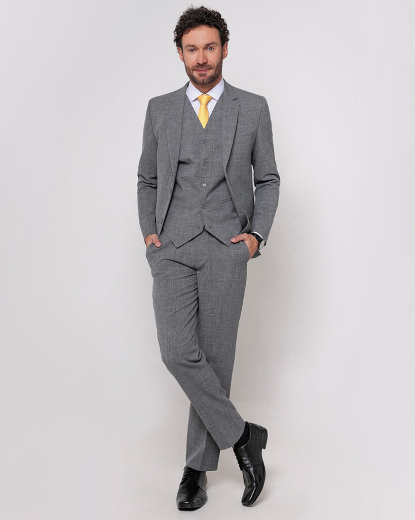 Terno Slim Fit Mescla Cinza Grafite - Plus Size - Grotto Ferreira