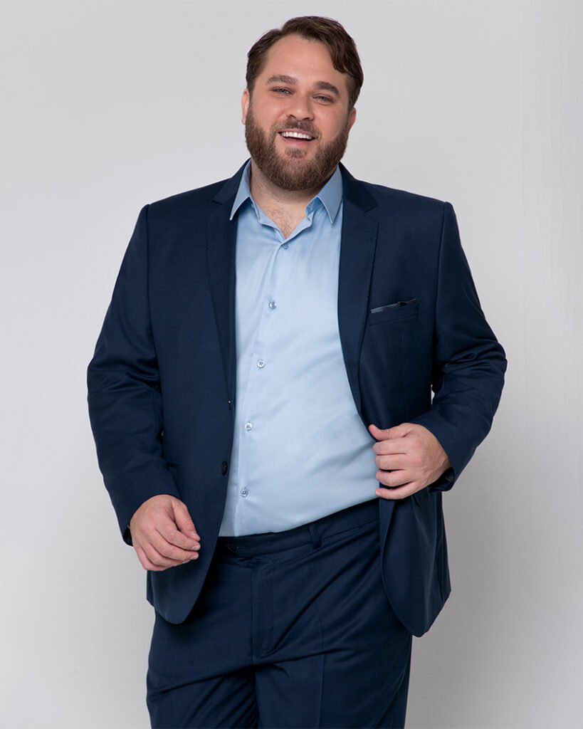 Terno Slim Fit Poliviscose Blue space - Plus Size