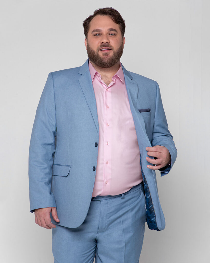 Terno Slim Fit Poliviscose Paris Azul Sky - Plus size