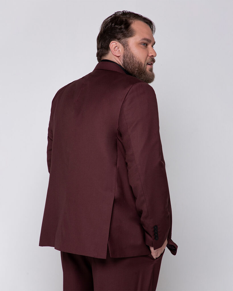 Terno Slim Fit Poliviscose Savile Vinho - Plus Size - Grotto Ferreira